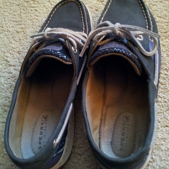 Sperry | Shoes | Navy Blue Sequin Sperry | Poshmark